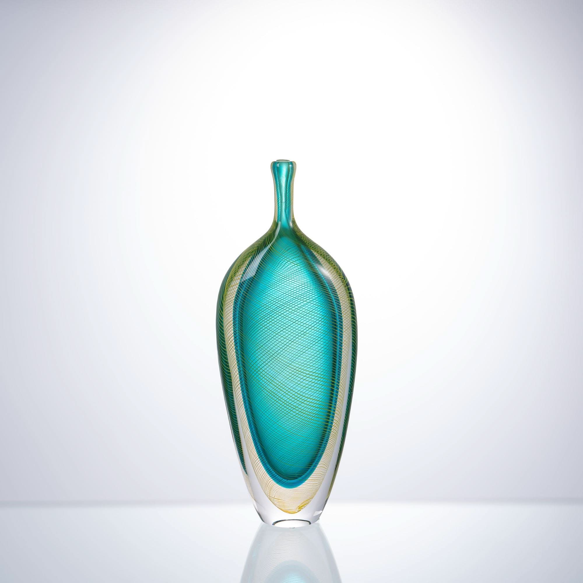 Filigree--Blue---Cryslfare--glass vase--Glass Art