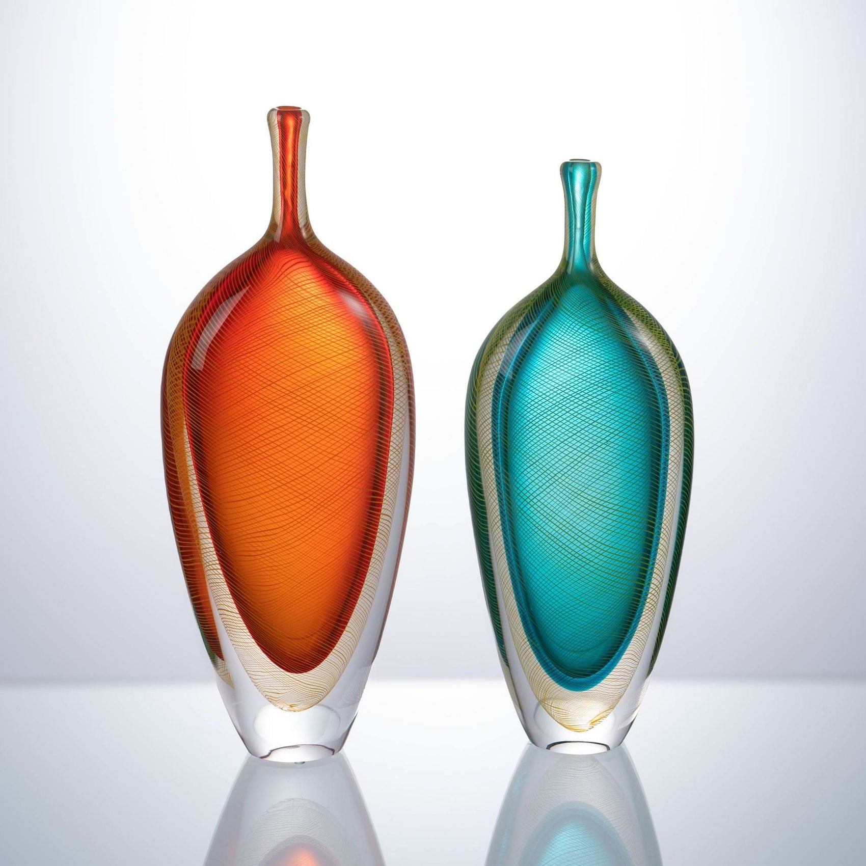 Filigree--Red---Cryslfare--glass vase--Glass Art